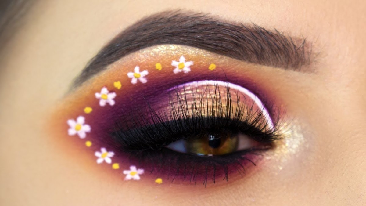 Beautiful Pink Flowers Eye Makeup How To - Girlfriend Social Blog